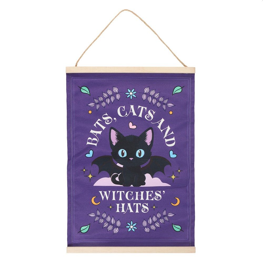 Bats, Cats and Witches Hats Fabric Wall Hanging – The Cat Gallery