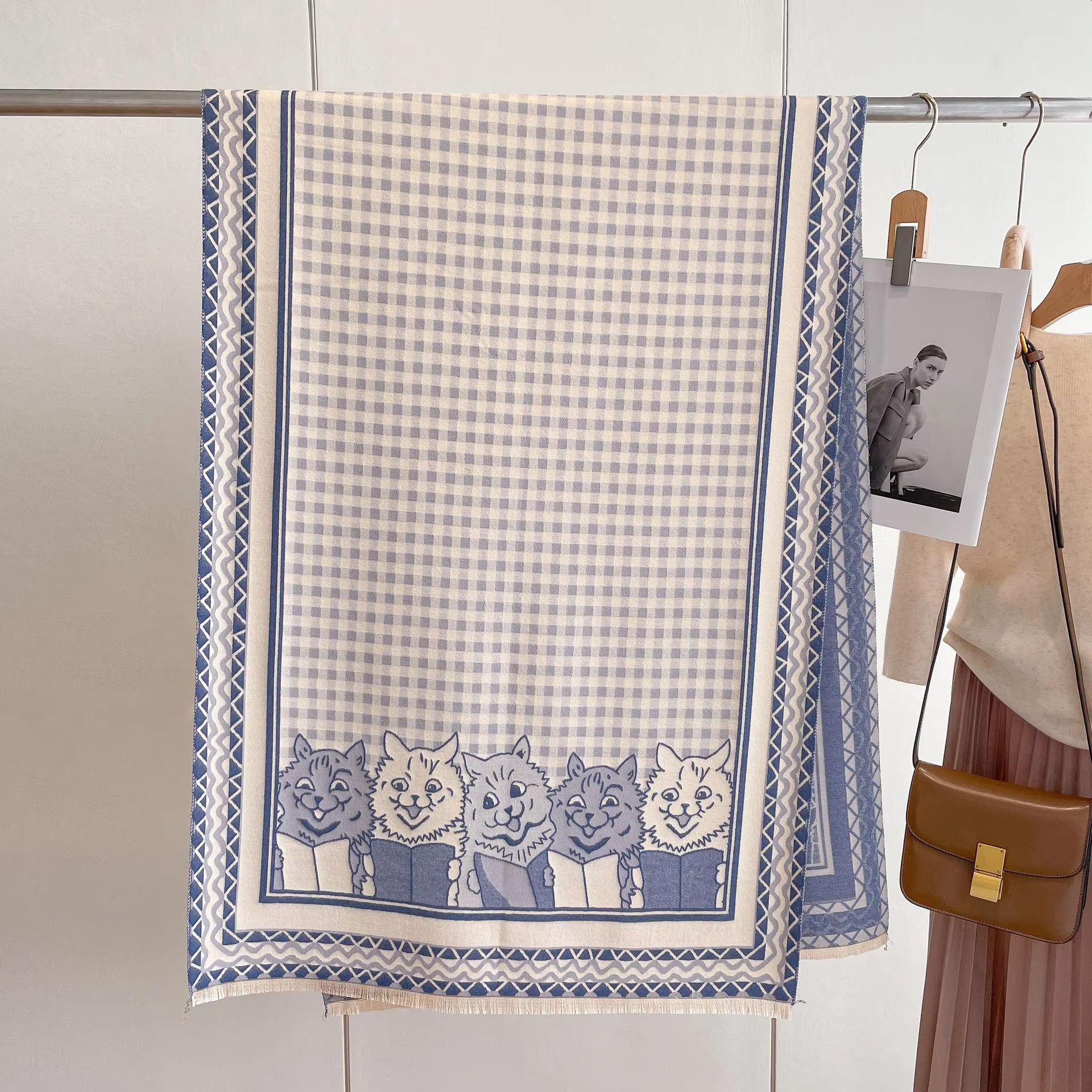 Caroling Cats Warm Scarf, Blue – The Cat Gallery