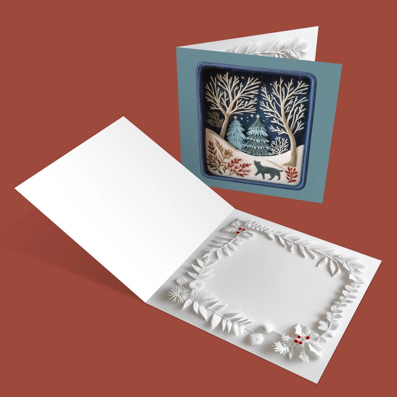 Christmas Cat Landscape 2D Printed Shadow Box Card – The Cat Gallery