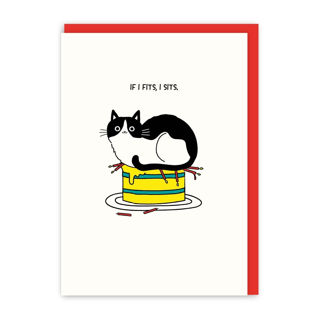 If it Fits I Sit Greetings Card – The Cat Gallery