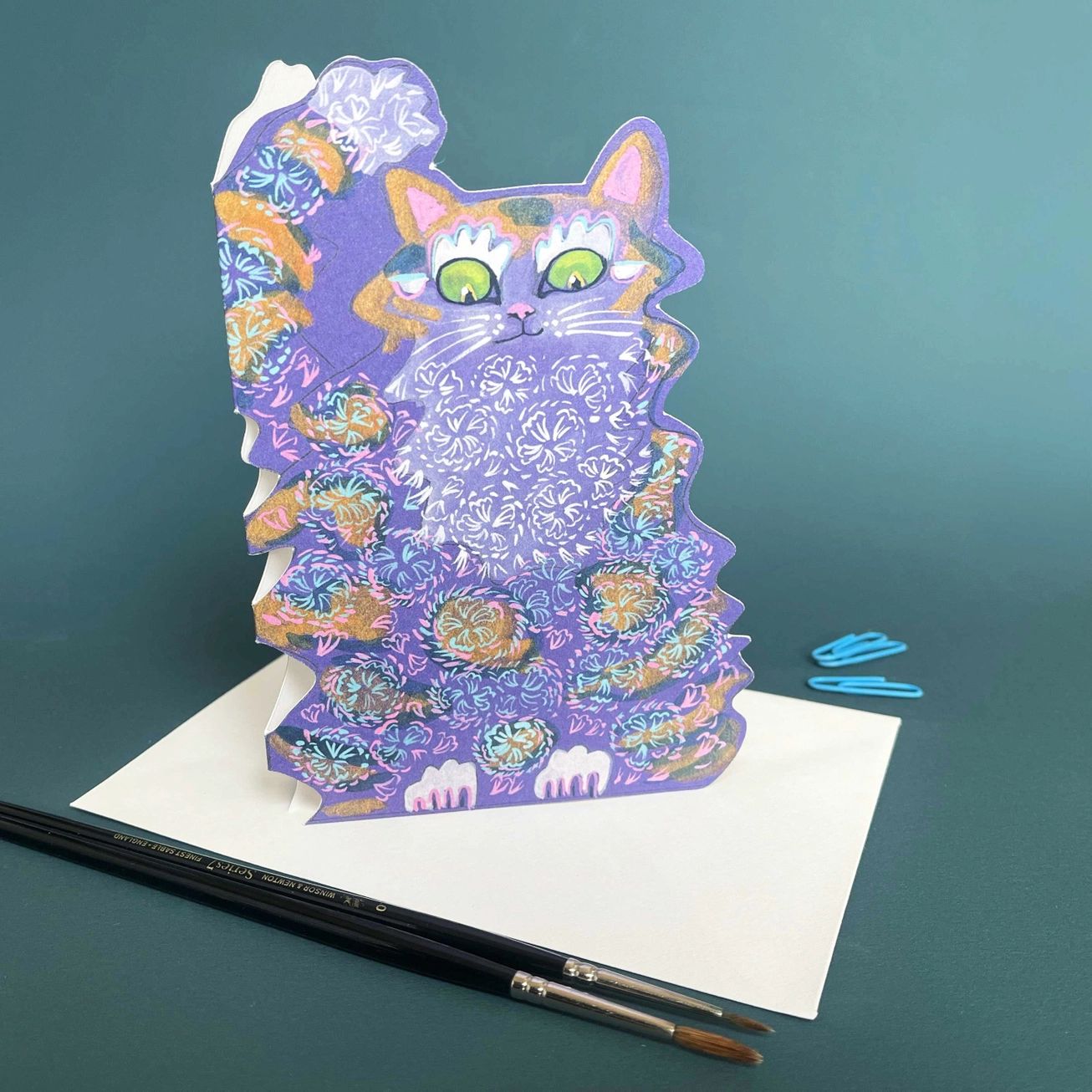 Scruffy Cat Die Cut Greetings Card – The Cat Gallery