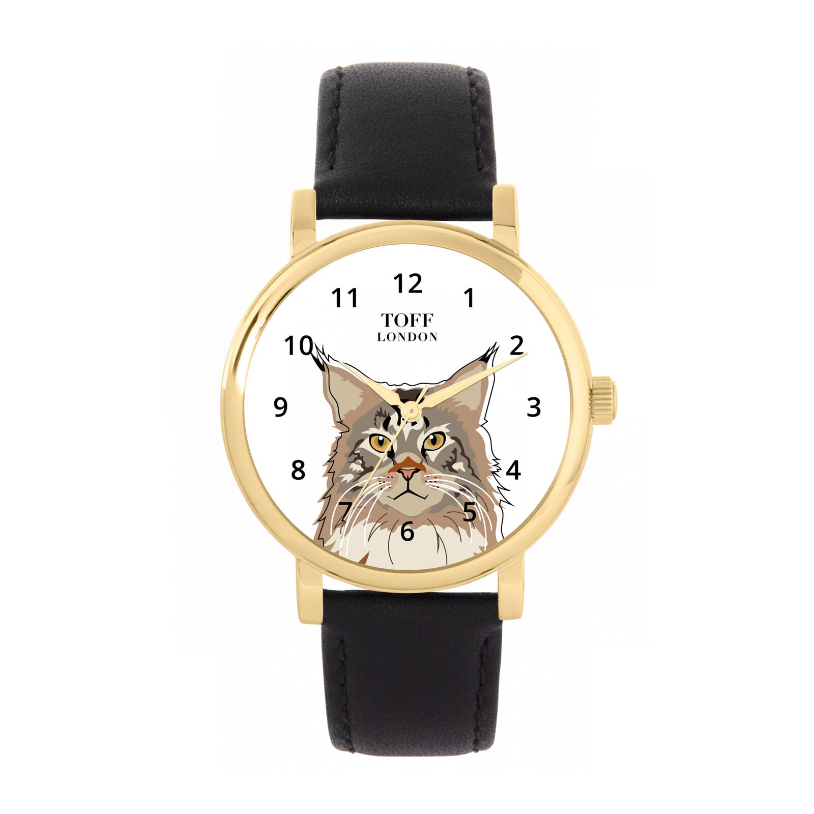Maine Coon Cat Watch by Toff London | Personalised Watch – The Cat Gallery