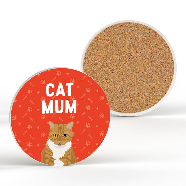Cat Mum Coaster, Ginger Cat – The Cat Gallery