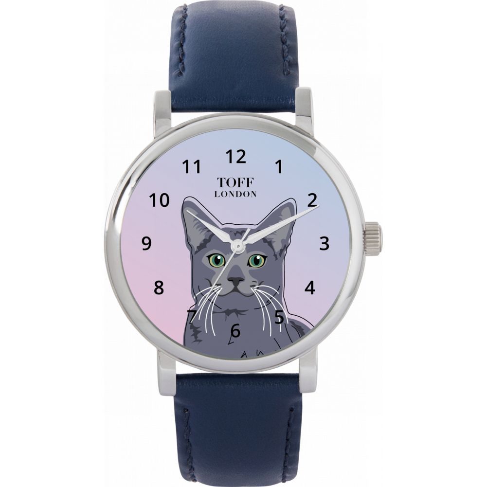 Russian Blue Cat Watch by Toff London | Personalised Watch – The Cat ...